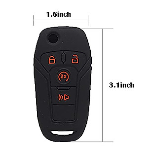 Suitable for Ford F150 F250 F350 4 Button Car Silicone Remote Control Key Cover, Auto Parts, Keyless Entry Remote Control Key Box Protective Cover, 2 Packs Black