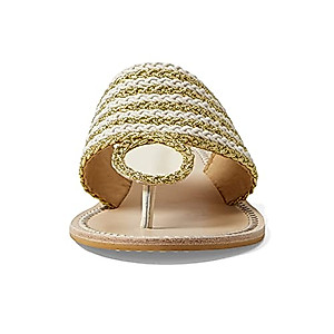 Jack Rogers Jacks Rope Sandal for Women - Leather Upper with Footbed, Braided Details, Thong Style Gold Metallic/Ivory/Ivory 6 M