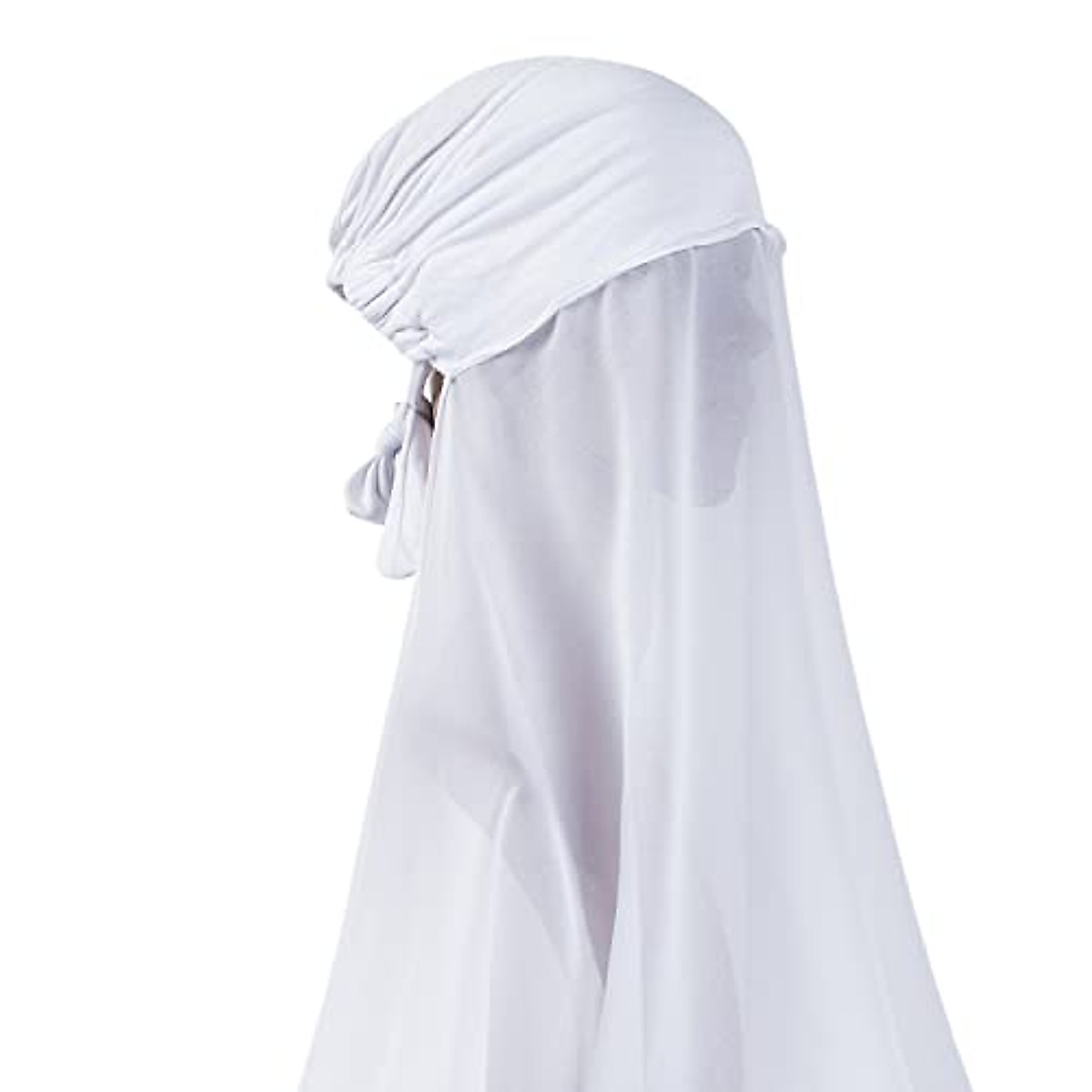 Yeieeo Women's Pre-Sewn Head Scarf Wrap Shawls Stretch Scarf Hijab Cap Chiffon Scarf with Under Caps for Hijabs (White)