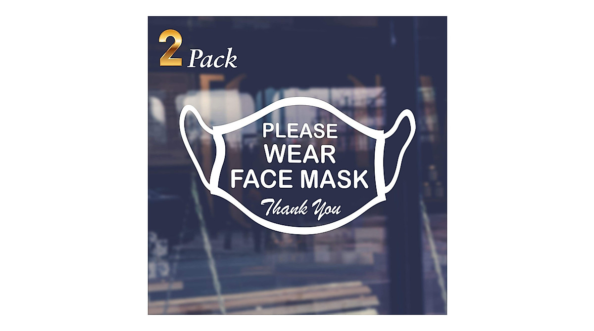 Premium Face Mask Required Decals - 2 Pack 9x5 inches