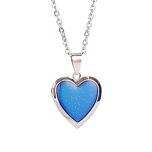 swqfzki Color Changing Heart-shaped Openable Locket Mood Necklace Emotion Feeling Pendant Necklace Adjustable Size Mood Rings 2pcs