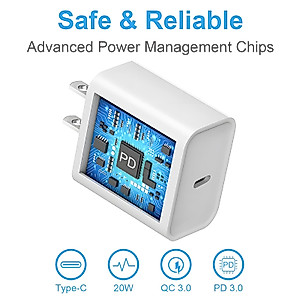 iPhone 15 Charger Block, 20W PD Type C Fast Wall Charger, USB C Charger Block for iPhone 15/15 Pro/15 Pro Max/iPad Pro/AirPods [2 Pack]