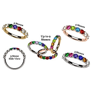 Central Diamond Center U'r Family Ring 1 to 9 Simulated Birthstones - 14k Yellow Gold - Size 6