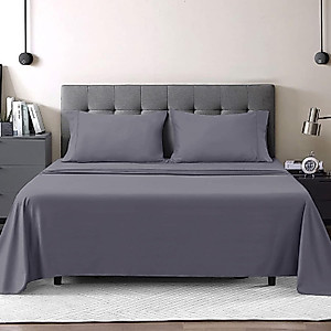 IR Imperial Rooms Grey Full Size Bed Sheets - 4 Pcs Luxury Sheets & Pillowcases for Spa, Hotels, Guest Bedroom & Airbnbs - Brushed Microfiber Full Size Sheets