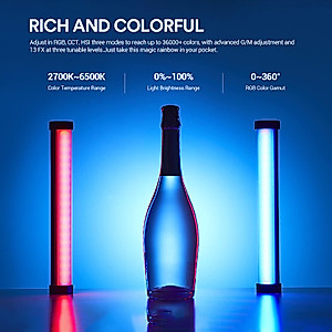 Godox TL30 RGB Tube Light, CRI 97+ TLCI 99+ Handheld Full Color LED Video Light Wand, 2700K-6500K Dimmable LED Light Stick, 37 FX Light Effects, 2900mAh Battery, Bluetooth APP Control