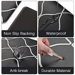 TurtingAs Kitchen Cushioning Anti Fatigue Mat [2 PCS], Comfort Standing Rug, Non-Slip Waterproof Heavy Duty PVC Ergonomic Foam Rug, Thick Mat Set for Kitchen, Office, Sink, Laundry Room Black