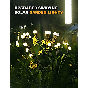 ZIVASA 10LED Starburst Swaying Solar Lights, Firefly Garden Light, Decorative Solar Garden Lights, Outdoor Waterproof Firefly Path Lights for Pathway Yard Patio Landscape, Warm White 2PCS