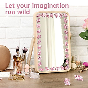 Sukh 13OZ Acrylic Ice Rocks - Small Diamond Crystal Clear Gem Stone Jewels as Plastic Clear Ice Cube Faux Rocks for Pebbles for Vase Filler & Iridescent Home Decorations & Table Centerpiece (Pink)