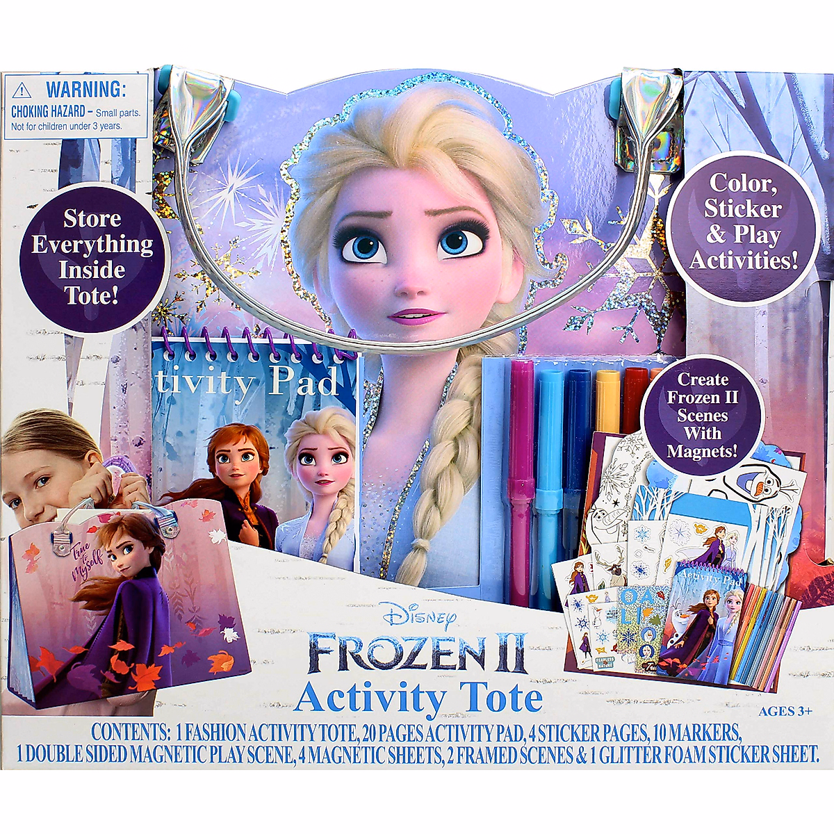 Tara Toys Frozen 2 Enchanted Activity Tote - Ultimate Princess Adventure Bag with Coloring Books, Stickers, and Craft Supplies, Travel-Friendly Holiday Gift for Little and Imaginative Artists, Ages 3+