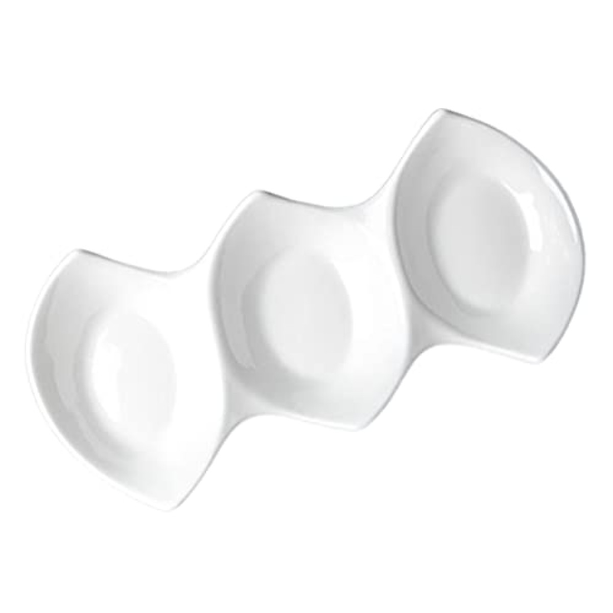 YARNOW 3 Compartment Plates 11 Inches Ceramic Serving Platter 3 Compartment Appetizer Serving Tray White Sauce Plate for Home Use Divided Serving Tray