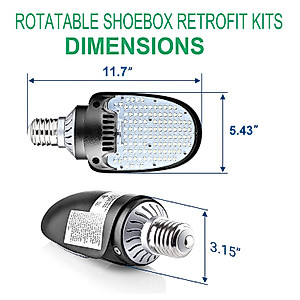 OSTEK LED Shoebox Area Corn Light Bulb 115W LED Retrofit Kits 5000K E39 Rotatable Mogul 16100LM LED Commercial Lighting - Post Street Light Security Lights Parking Light LED Paddle Bulb