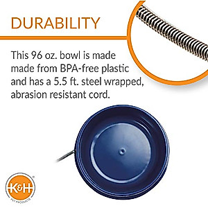 K&H Pet Products Thermal-Bowl Outdoor Heated Dog Bowl Blue 96 Ounces