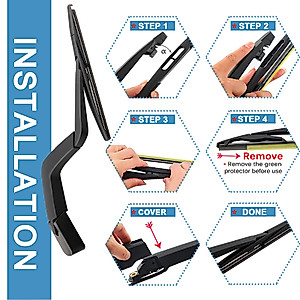 Rear Wiper Arm Blade Replacement for 2007-2012 Genuine GMC Acadia/Saturn Outlook, Replaces Original Equipment Wiper Arm Set - Factory OEM Style