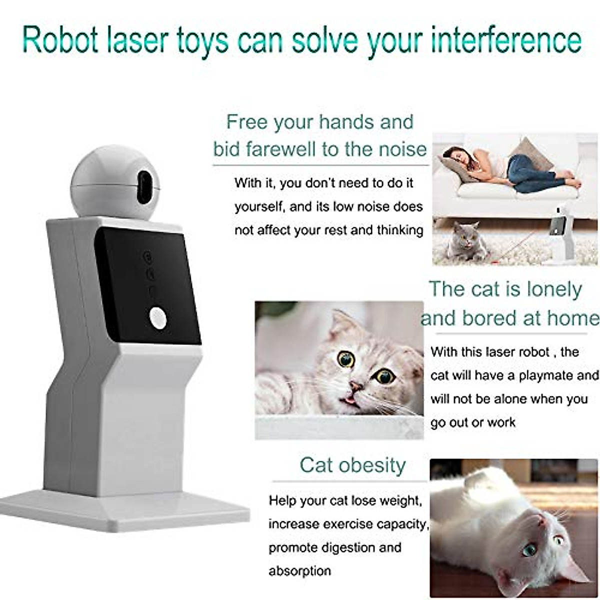 LASOCUHOO Cat Laser Toy Automatic, Random Moving Interactive Laser Cat Toy for Indoor Cats, Kittens, Cat Red Dot Exercising Toy, Fit for Most Cats