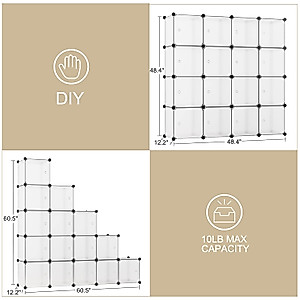 BASTUO Cube Storage Organizer with Doors, Stackable Plastic Cube Storage with Door for Livingroom, Bedroom and Office (16 Cubes,White)