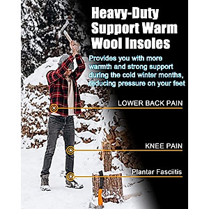 Walkomfy Warm Wool Insoles Winter Thick Outdoor Wool Shoe Inserts, Warm Work Boot Shoe Insoles Arch Support Orthotics Plantar Fasciitis Insoles for Women and Men