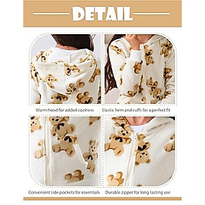 V.&GRIN Girl Zip up Hoodie Sweatshirt Soft Fuzzy Fleece Jacket with Pocket for Girls 5-16 Years(Little Bear10-12)