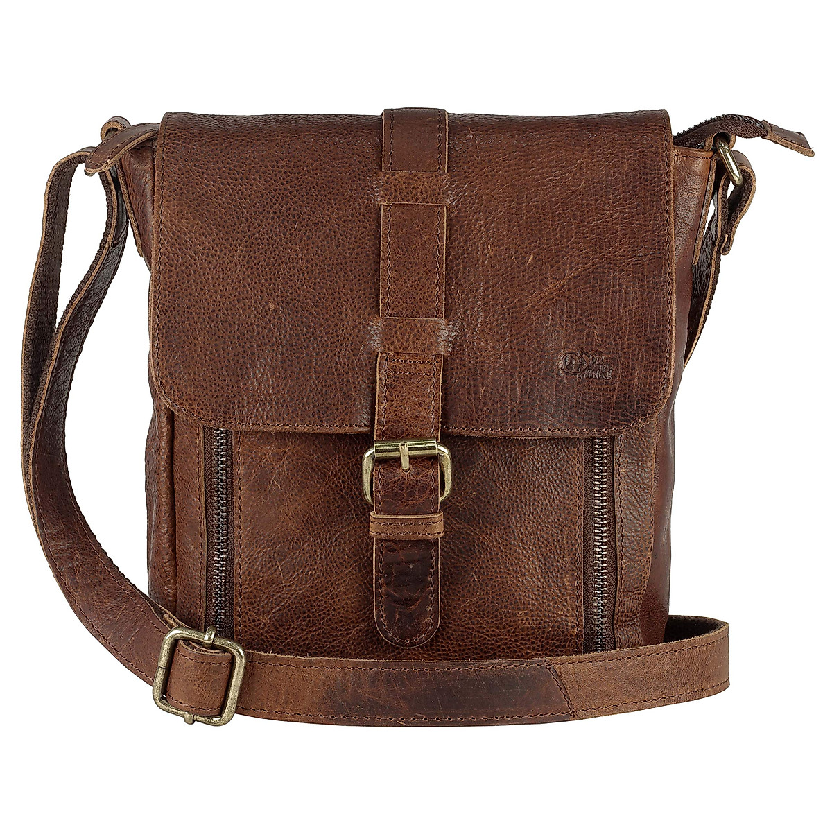Mou Meraki Genuine Leather Brown Crossbody Purse and Handbags - Crossover Bag Over the Shoulder