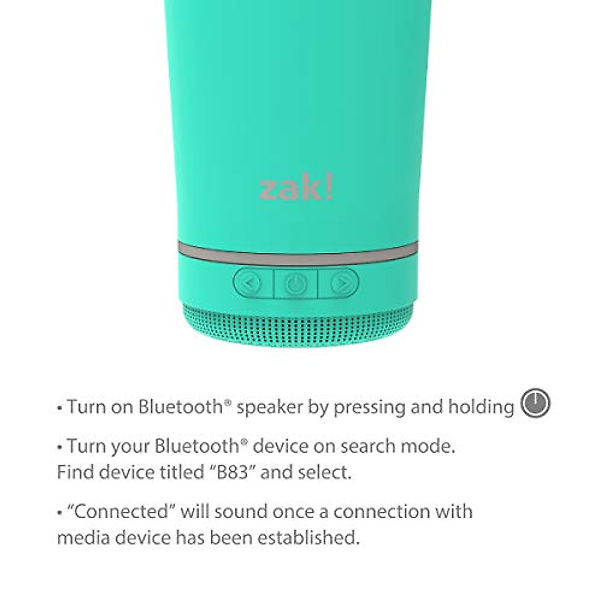 Zak Designs Zak! Play Bluetooth Tumbler with Straw and Wireless Speaker, Slider Lid, Double-Wall Stainless Steel and Vacuum Insulation, Removable Rechargeable Bluetooth Speaker