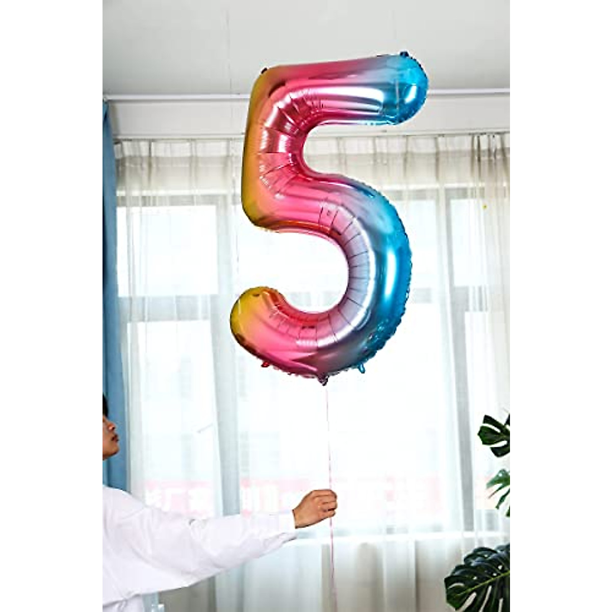 Giant Rainbow Number 1 Balloon for First Birthday Party Decorations