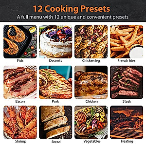 CROWNFUL 7 Quart Air Fryer, Oilless Electric Cooker with 12 Cooking Functions, LCD Digital Touch Screen with Precise Temperature Control, Nonstick Basket, 1700W, UL Listed-Black