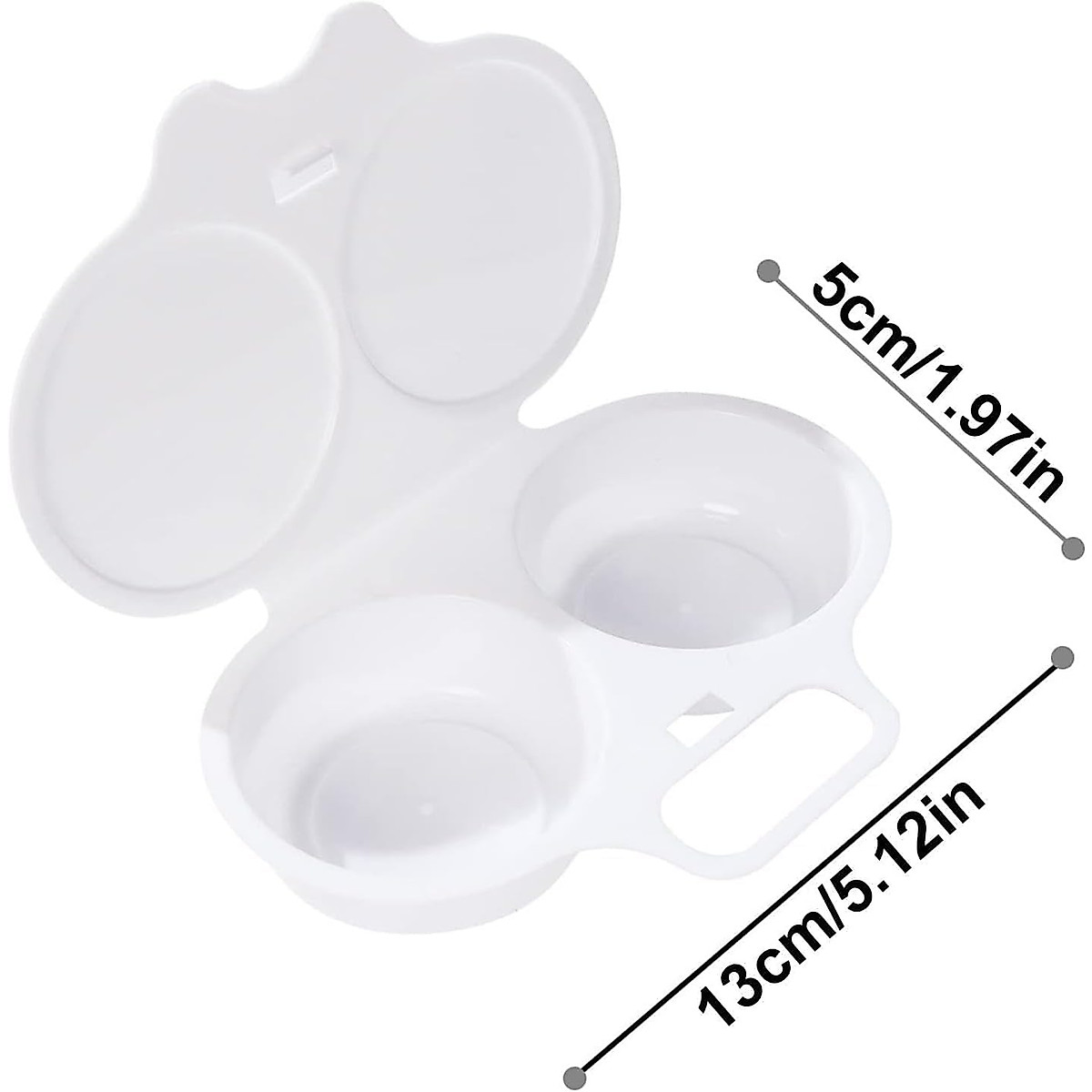 1pc White Microwave Egg Boiler Poacher,2 Cavity Nonstick Poached Egg Maker With Lid,Egg Poacher Microwave Egg Cooker,Double Drain Poached Egg Cups Cookware,Egg Poachers Specialty Cookware