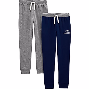 Simple Joys by Carter's Baby Boys' 2-Pack Athletic Knit Jogger Pants, Charcoal/Navy, 5T
