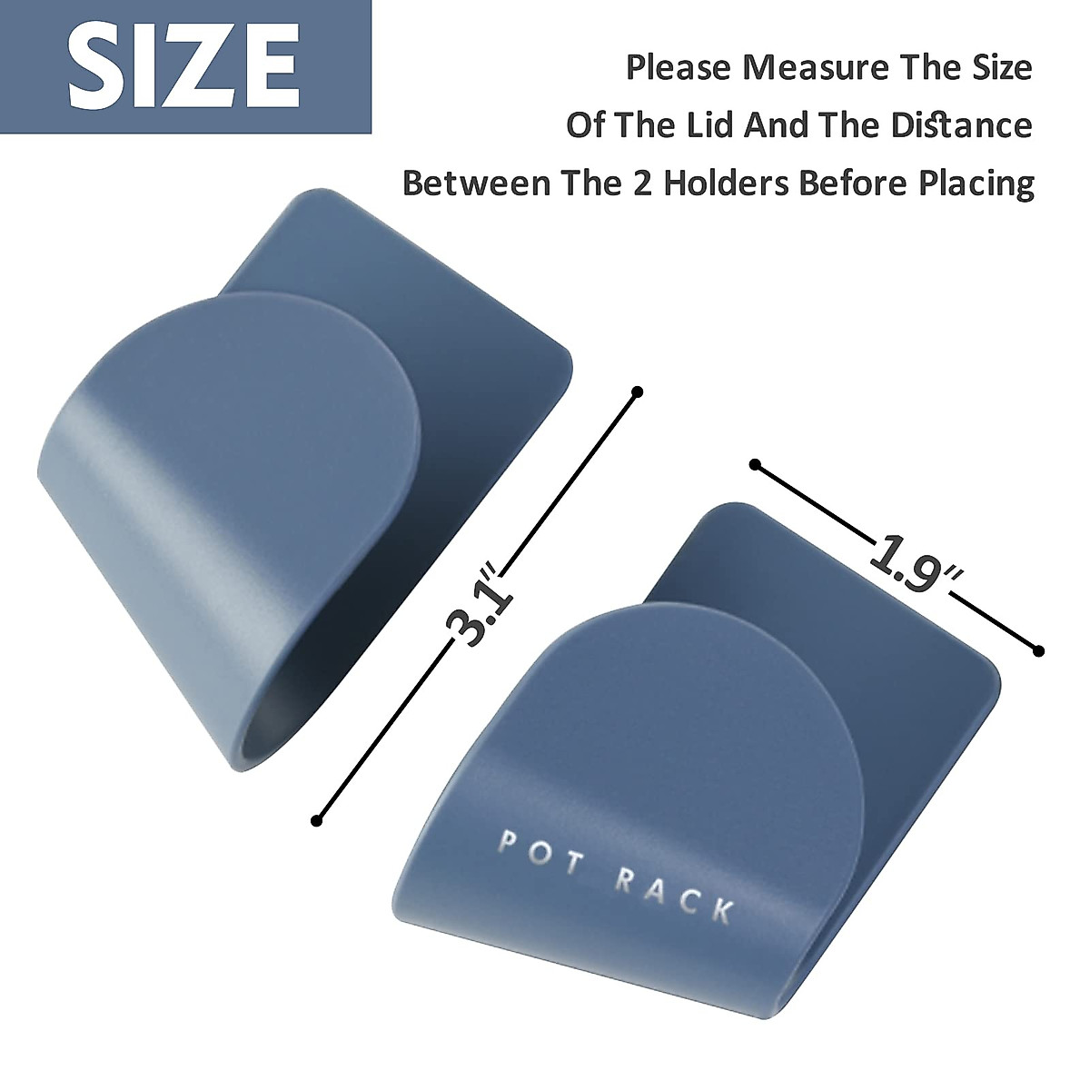 DZHF Pot Lid Organizer, Pot Pan Lid Organizers Holder Inside Cabinet Door, Wall Mount (Set Of 6 Pairs) Blue