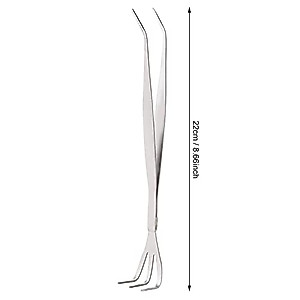 Root Rake with Tweezer, Bonsai Gardening Tools, 2-in-1 Stainless Steel Root Rake Bonsai Tweezers Soil Farming Tool with Ergonomical Handle