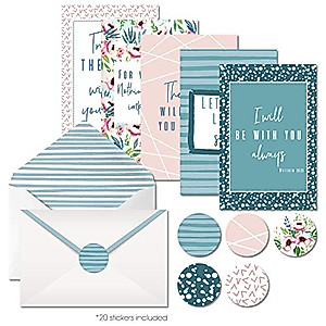 4x6 Blank Christian Greetings Bible Verse Scripture Cards with Envelopes and Matching Stickers, Boxed Set of 20 Religious Inspirational Cards in 5 Unique Designs by Nora's Nursery