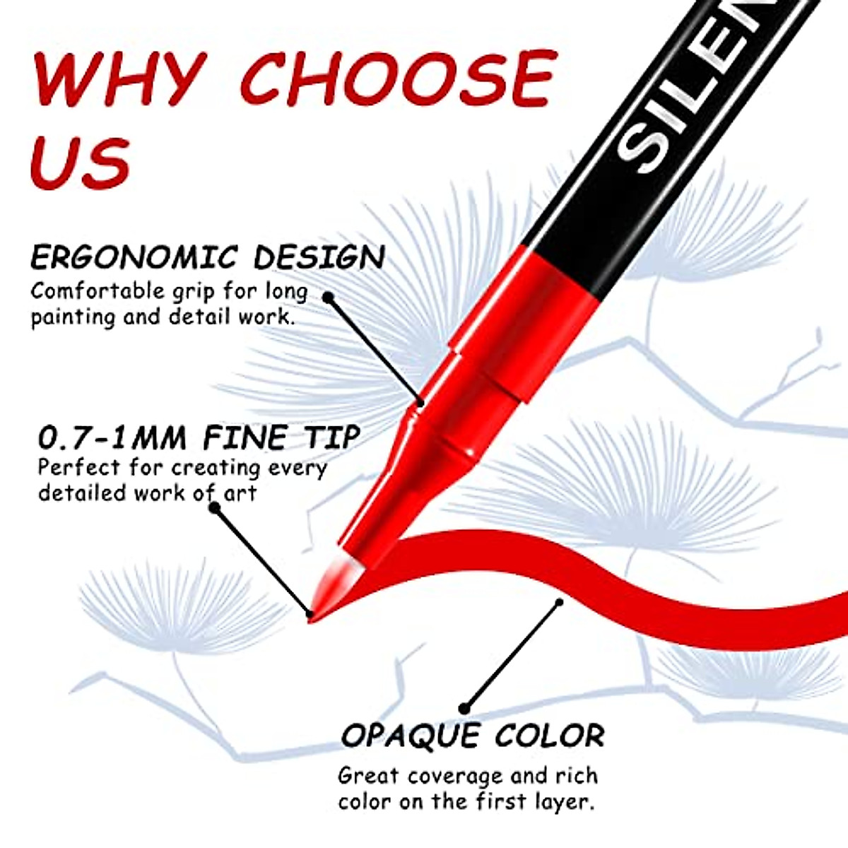 SILENART Paint Pens for Rocks. Acrylic Paint Pens Paint Markers for Wood, Canvas, Mentol, Plastic, Glass, Fabric. Set of 12 Paint Markers Fine Tip, Including Portable Bag