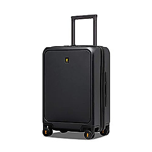 LEVEL8 Road Runner Pro Carry-On Luggage, 20” Lightweight PC Hardside Suitcase with Wheels, Spinner Trolley for Luggages with Front Compartment, Tsa Lock, Dark Grey
