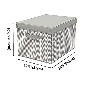 GRANNY SAYS Fabric Boxes with Lids, Storage Bins with Handles, Shelf Baskets for Organizing, Storage Containers Extra Large Storage Boxes for Linens Clothes, Gray/White, 3-Pack