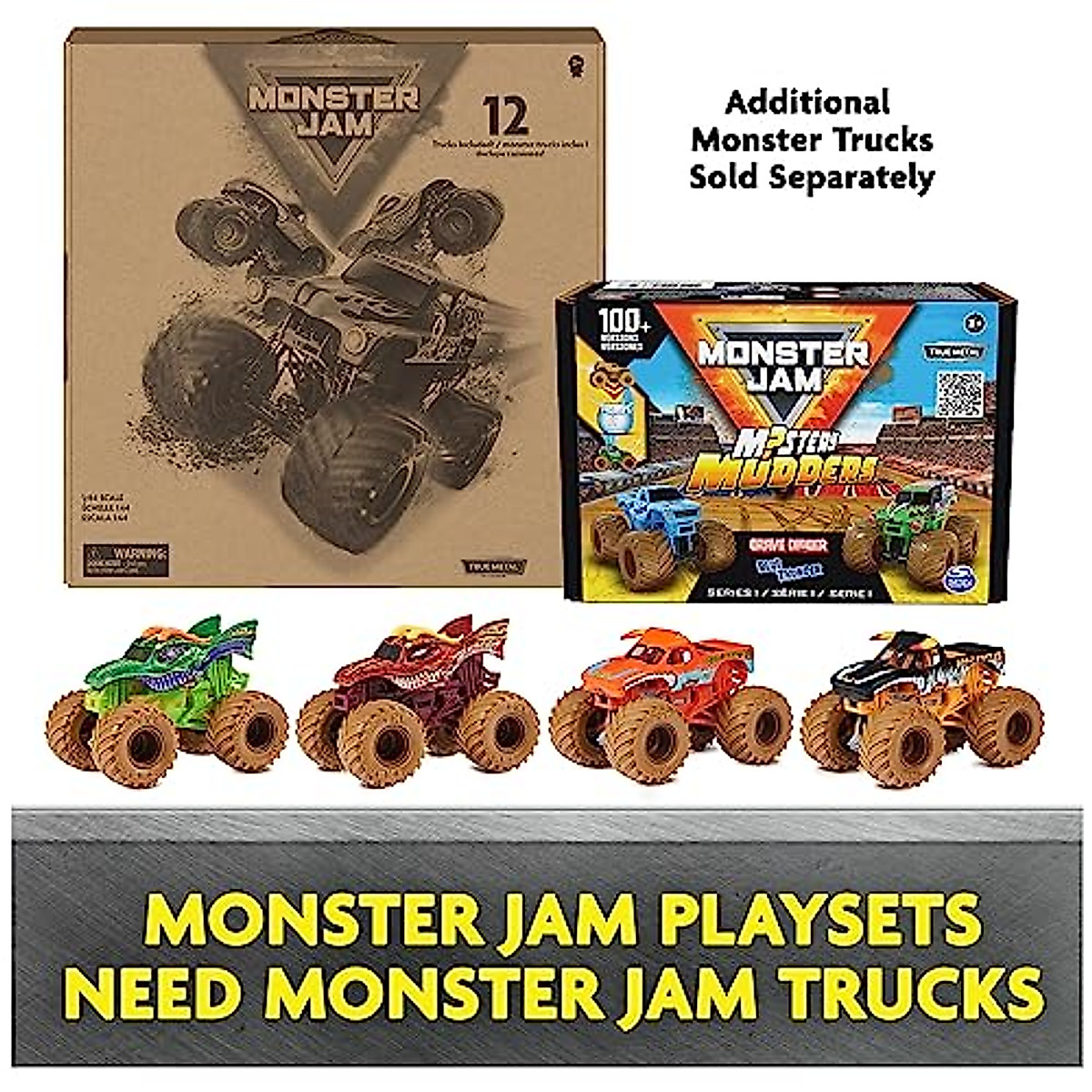 Monster Jam, Official 12-Pack of 1:64 Scale Die-Cast Monster Trucks, Amazon Exclusive