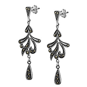 Gorgeous Jellyfish Inspired Marcasite and .925 Sterling Silver Dangle Earrings