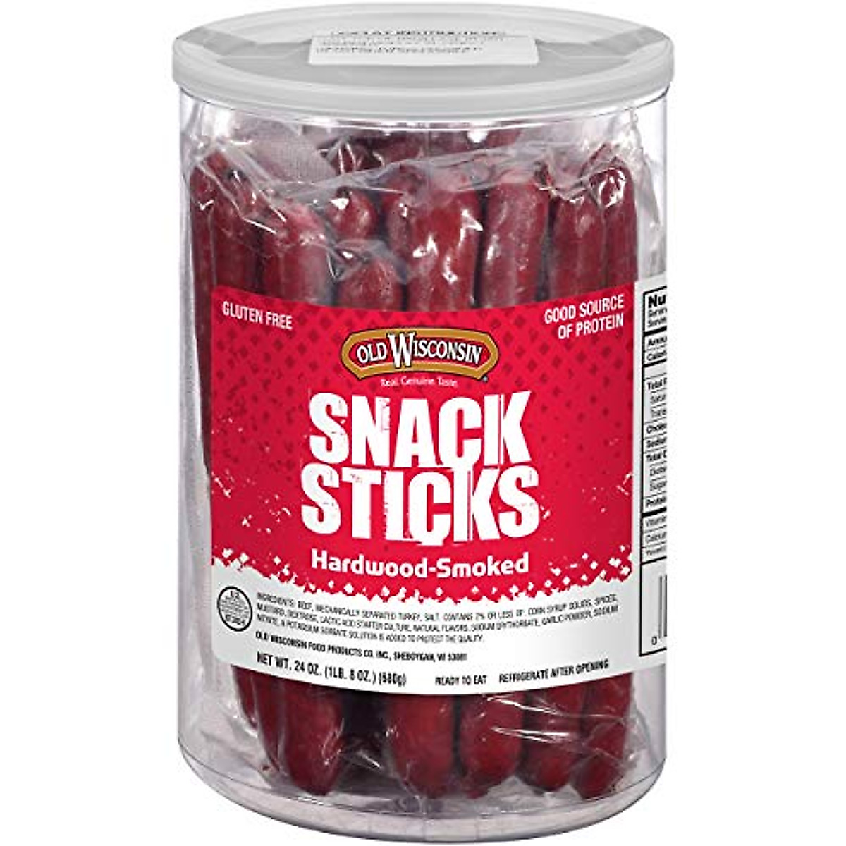 OLD WISCONSIN Beef Snack Sticks, High Protein, Gluten Free, 24 Ounce Resealable Jar