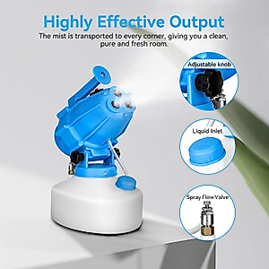 CEED4U 5L (1.3 Gallon) Electric ULV Fogger Machine with 3 Nozzles, Portable Professional Sprayer Cold Fogger Adjustable Flow Rate Fogger for Home Garden School Yard Church Outdoor Indoor