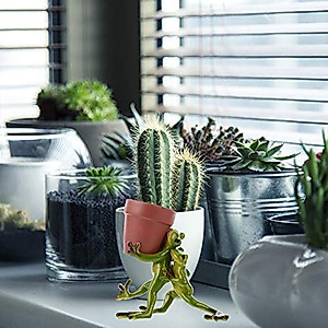 DOITOOL Frog Flower Pot Ceramic Succulent Pot Decorative Animal Flower Planter Home Garden Bonsai Flower Vase Fairy Air Plant Container for Office
