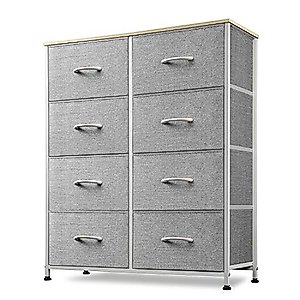 Moromuu Fabric Dresser with 8 Drawers, Storage Dresser for Bedroom, Hallway, Nursery, Entryway, Closets, Sturdy Metal Frame, Wood Tabletop, Easy Pull Handle, Gray