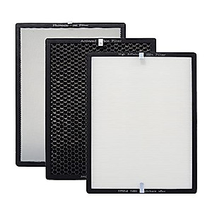 PUREBURG Replacement Filter Set Compatible with Okaysou Apollo 818 4-in-1 Air Purifier, H13 True HEPA + Activated Carbon 3-Stage Filtration Air Clean Dust VOCs Odor