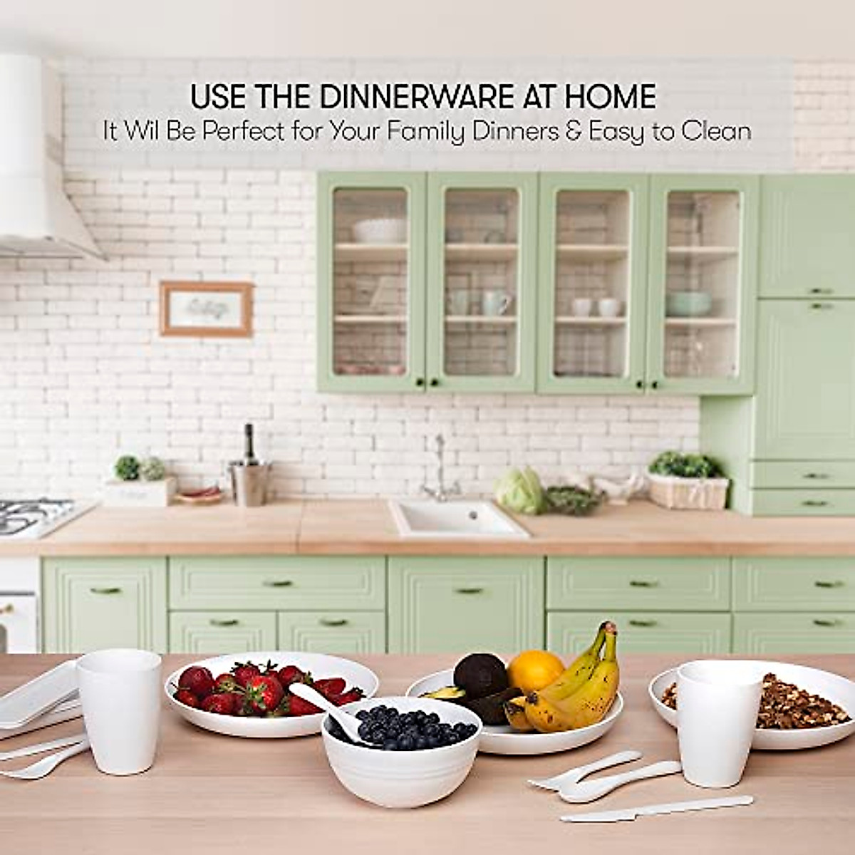 Wheat Straw Dinnerware Sets | Unbreakable Dinnerware Sets | Dishwasher Microwave Safe Dinnerware | Eco Friendly Non Breakable Dinnerware Sets | RV Outdoor Camping (White, Service for 4 (28 pcs))