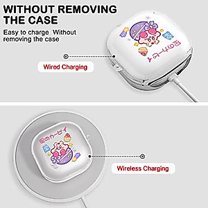 Cute Anime Case Cover for Samsung Galaxy Buds 2 Pro (2022) /Galaxy Buds 2/Buds Pro Case/Buds Live Case with Pink Ball Keychain for Women Girls Kids Teens Clear Cartoon Pattern Soft TPU Cover