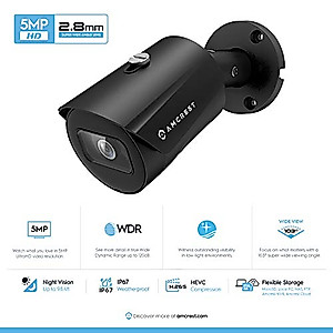 Amcrest UltraHD 5MP Outdoor POE Camera 2592 x 1944p Bullet IP Security Camera, Outdoor IP67 Waterproof, 103° Viewing Angle, 2.8mm Lens, 98.4ft Night Vision, 5-Megapixel, IP5M-B1186EB-28MM (Black)