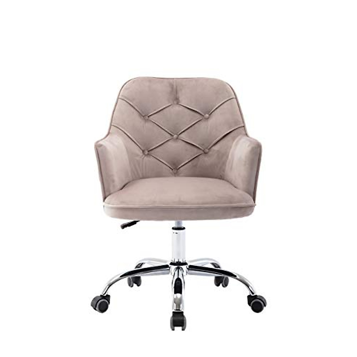 Gecheer Velvet Swivel Shell Chair for Living Room, Modern Leisure Arm Chair, 360° Swivel Office Task Chair with Wheels - Grey