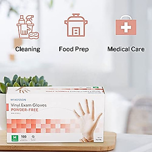 McKesson Vinyl Exam Gloves, Non-Sterile, Powder-Free, Medium, 100 Count, 1 Box