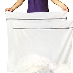 Runtoo 2 Pack 36 x 36 inches Extra Large Laundry Bag Delicates Wash Bags Camp Travel Heavy Duty Zipper Big Net Sweater Curtain Bedding Robes Blanket Jumbo Toys Organizer