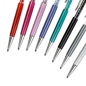 8pcs 2 in 1 Slim Crystal Stylus & Ballpoint Pens for Universal Touch Screen Devices for iPad iPhone, Samsung Galaxy, Tablets, Capacitive Pen, Black Ink Ball Point Pen