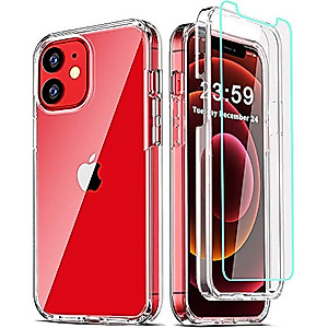 COOLQO Compatible for iPhone 12 /iPhone 12 Pro Case 6.1 Inch, with [2 x Tempered Glass Screen Protector] Clear 360 Full Body Silicone Protective Shockproof for iPhone 12/12 Pro Cases Phone Cover