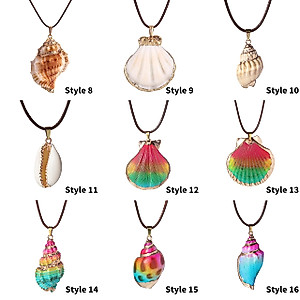 FM FM42 Natural Seashell Shell Scallop Conch Pendant Necklace (Style 1)