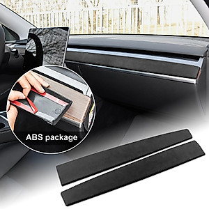 FDAIUN Car Interior Moulding Trim Alcantara Style for Tesla Model 3 Y 2017 2018 2019 2020 2021 2022 Dashboard Trim Strip for Car Interior Exterior Accessories Decoration（Black）